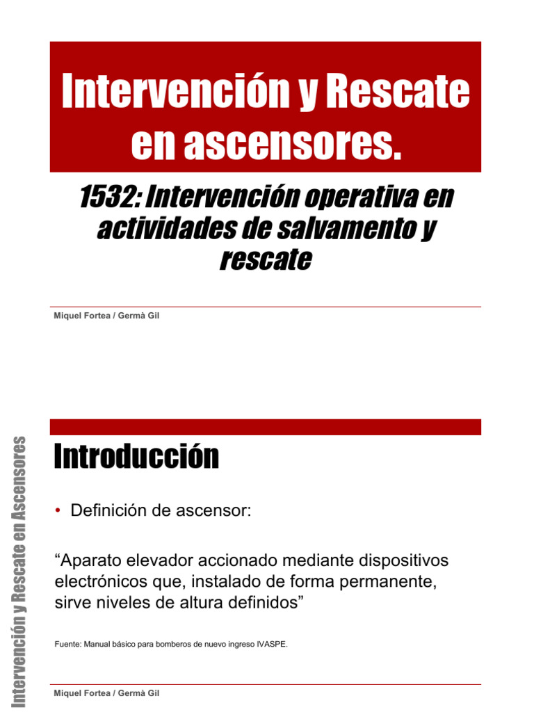 Intervención y Rescate en Ascensores. | PDF | Ascensor | Ingeniería mecánica