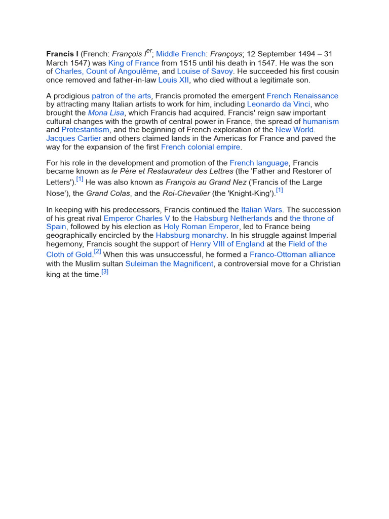 François I Françoys | PDF