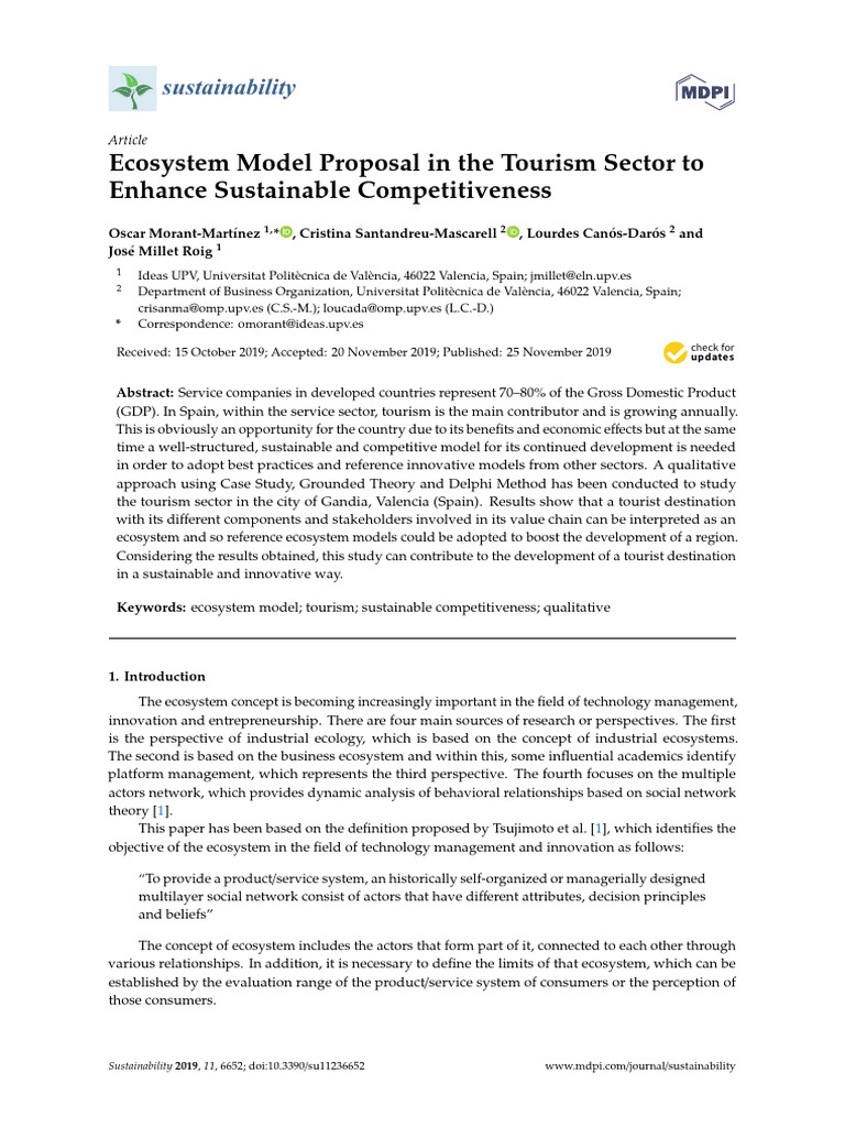 Sustainable Tourism Ecosystem Model | PDF | Entrepreneurship | Startup ...