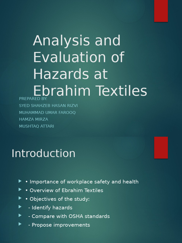 Hazard Analysis at Ebrahim Textiles | PDF | Ventilation (Architecture ...
