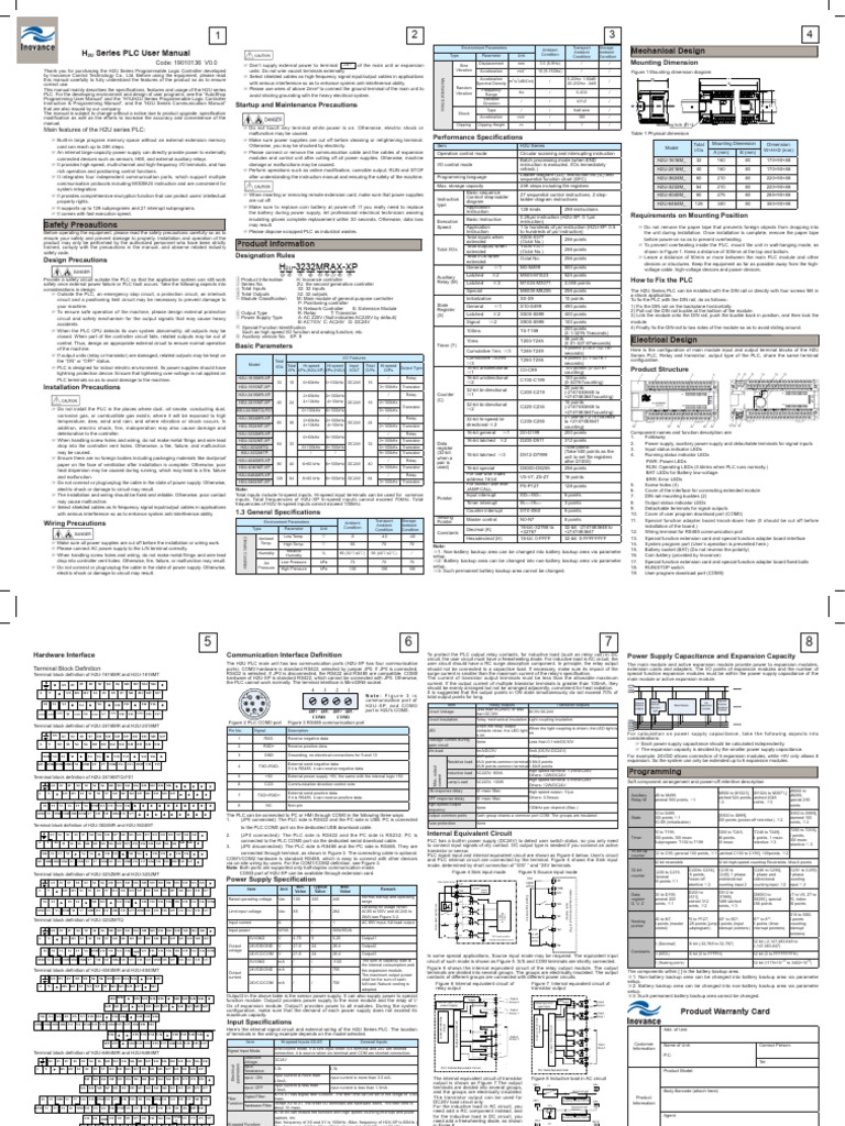 H2U PLC User Manual | PDF | Programmable Logic Controller | Relay