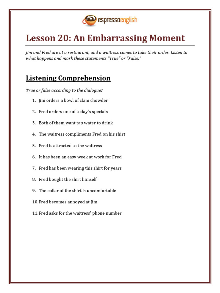 2.an Embarrassing Moment | PDF