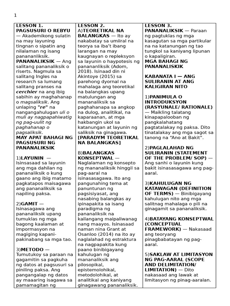 Pagbasa at Pagsuri Reviewer 2ND Semester | PDF