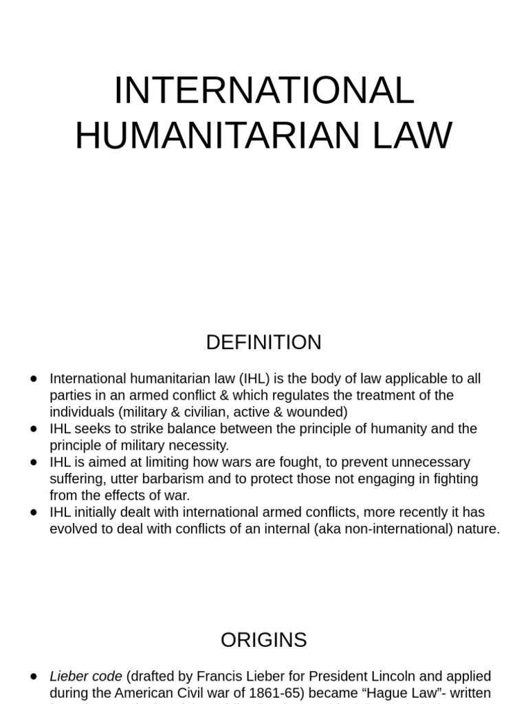 International Humanitarian Law Lecture Slides | PDF | International Humanitarian Law | Geneva ...