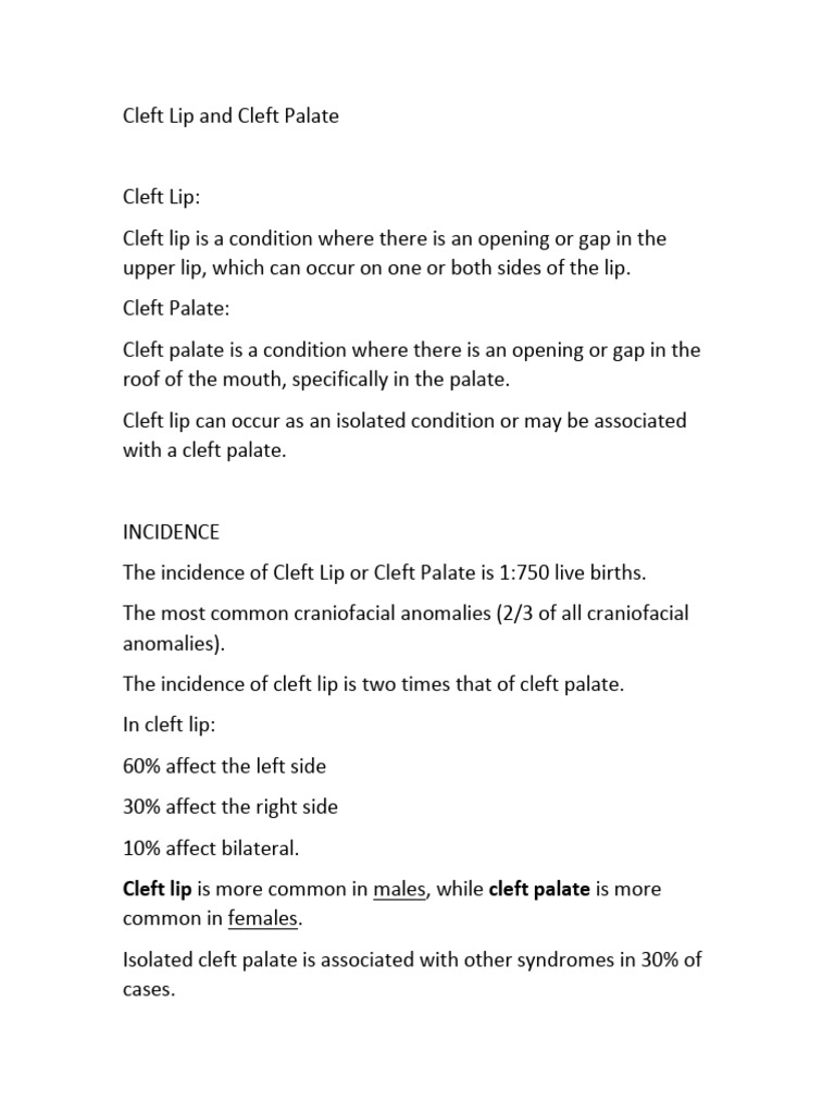 Understanding Cleft Lip and Palate | PDF | Medical Specialties ...