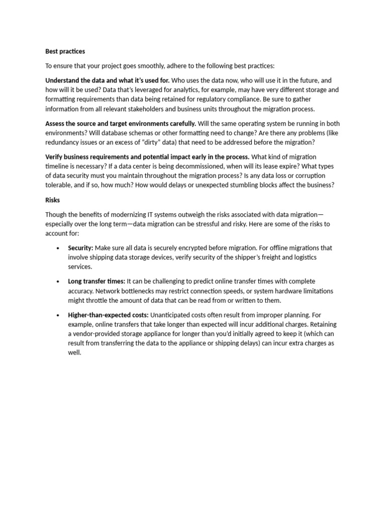 Best Practices For Database Migration | PDF