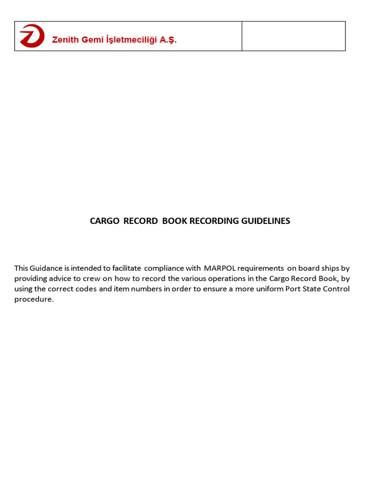 4.cargo Record Book Recording Guidelines | PDF | Cargo | Port
