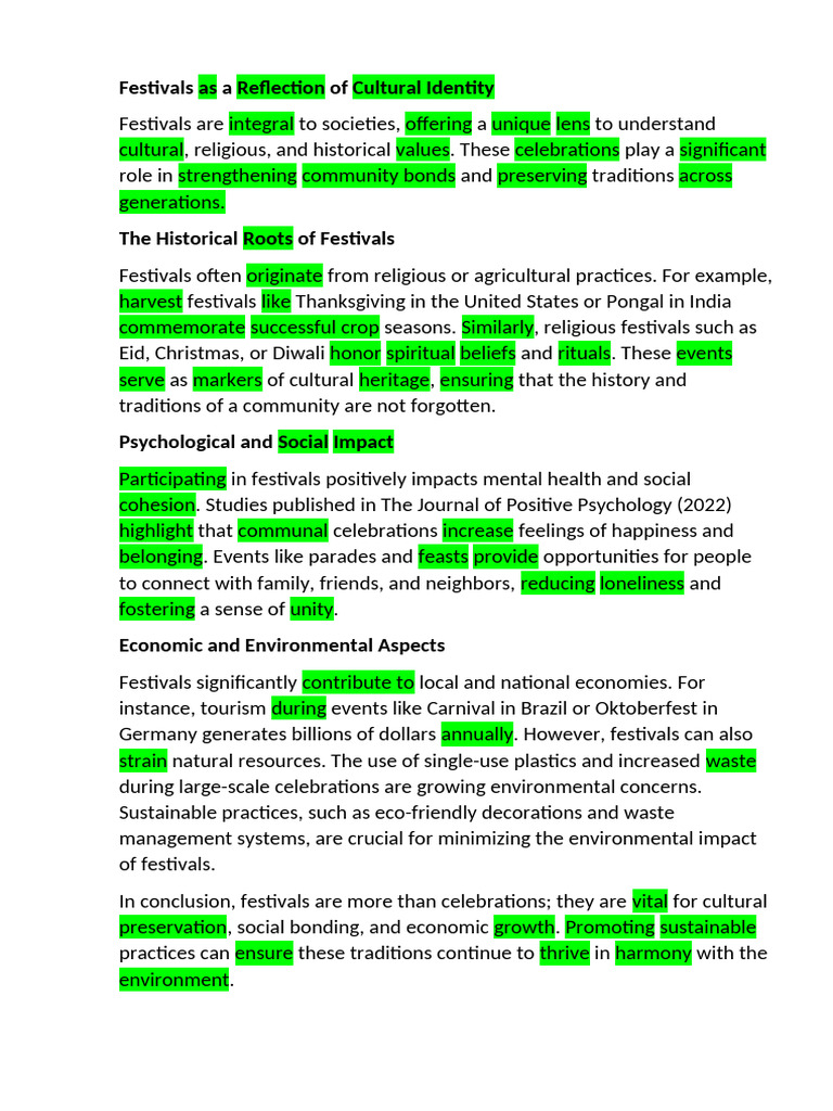 Festivals As A Reflection of Cultural Identity | PDF | Festival