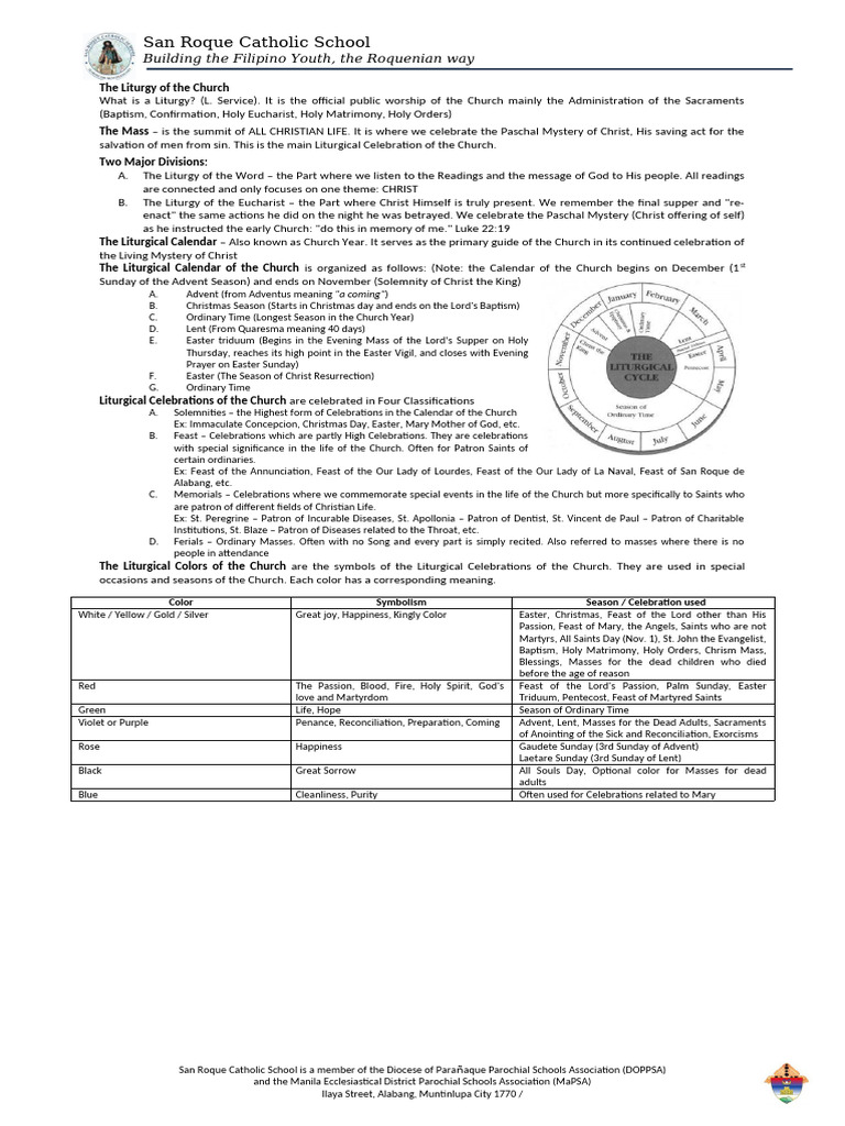Understanding the Church Calendar | PDF | Liturgical Year | Mass (Liturgy)