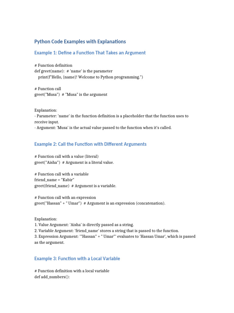Python Code Examples | PDF | Parameter (Computer Programming) | Scope ... Python Code Examples | PDF | Parameter (Computer Programming) | Scope ...