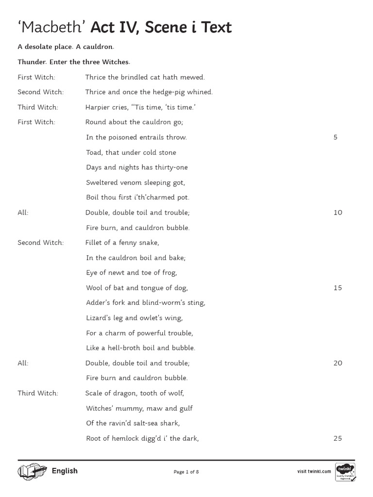 Witches' Cauldron and Prophecies in Macbeth | PDF | Macbeth ...