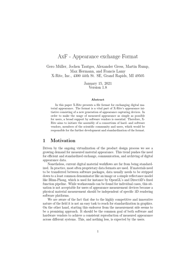 AxF: Standardizing Material Appearance | PDF | Matrix (Mathematics ...