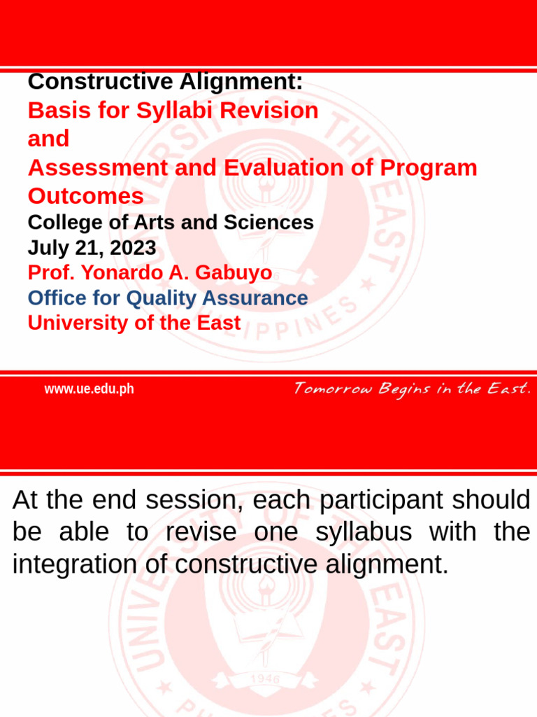 Constructive Alignment and Evaluation of Program Outcomes CAS | PDF | Educational Assessment ...