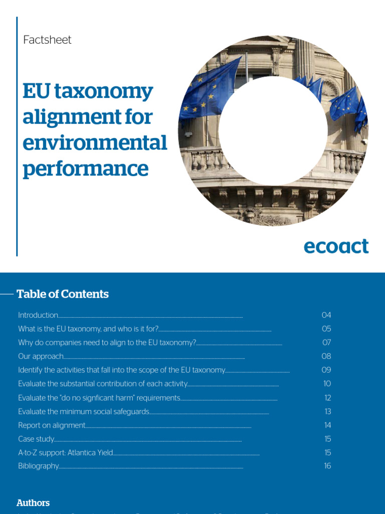EU Taxonomy Alignment For Environmental Performance - EcoAct | PDF ...