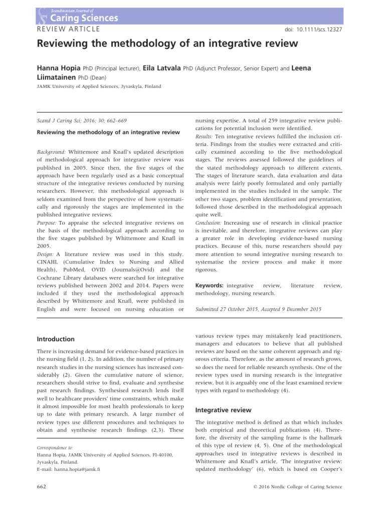 Reviewing The Methodology of An Integrative Review | PDF | Methodology ...