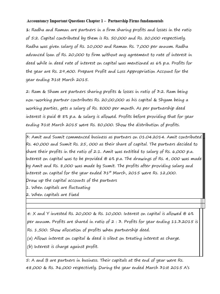 Accountancy Chapter 1 2023 | PDF | Interest | Partnership