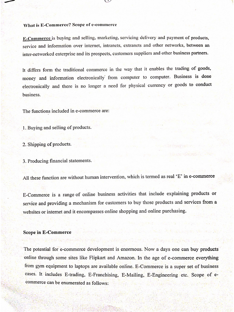 Features - Functions - Scope of E-Commerce | PDF
