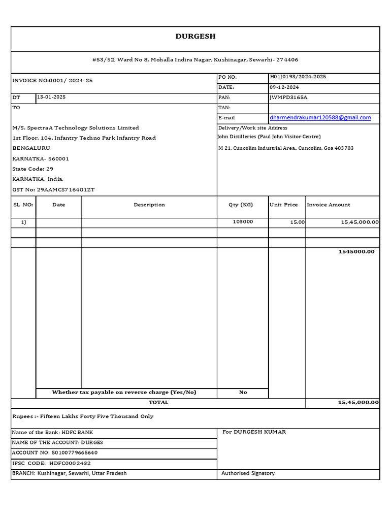 Durgesh Invoice | PDF