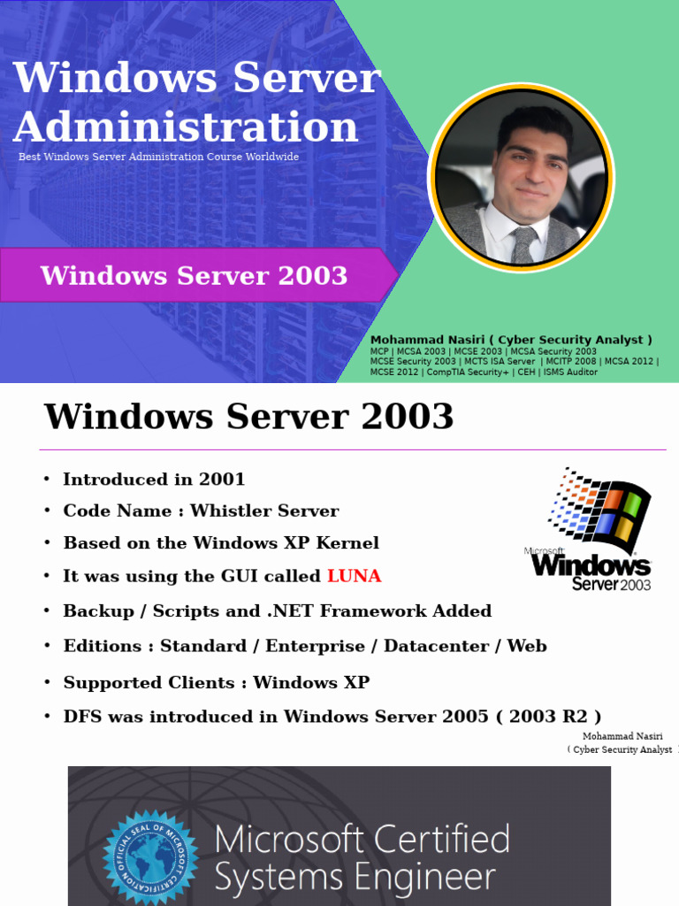 0003 Introduction - Windows Server History - Windows Server 2003 | PDF