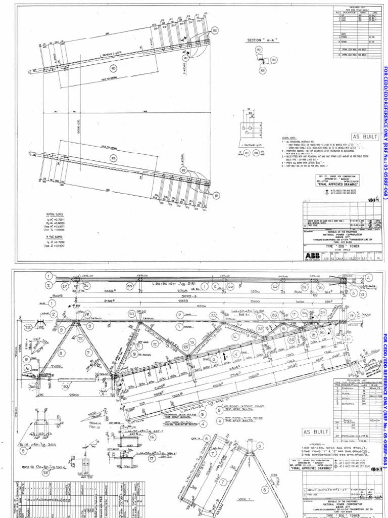 Tower Type EDQ Fabrication Drawings Tayabas-Dasmarinas 500kV EHV TL | PDF