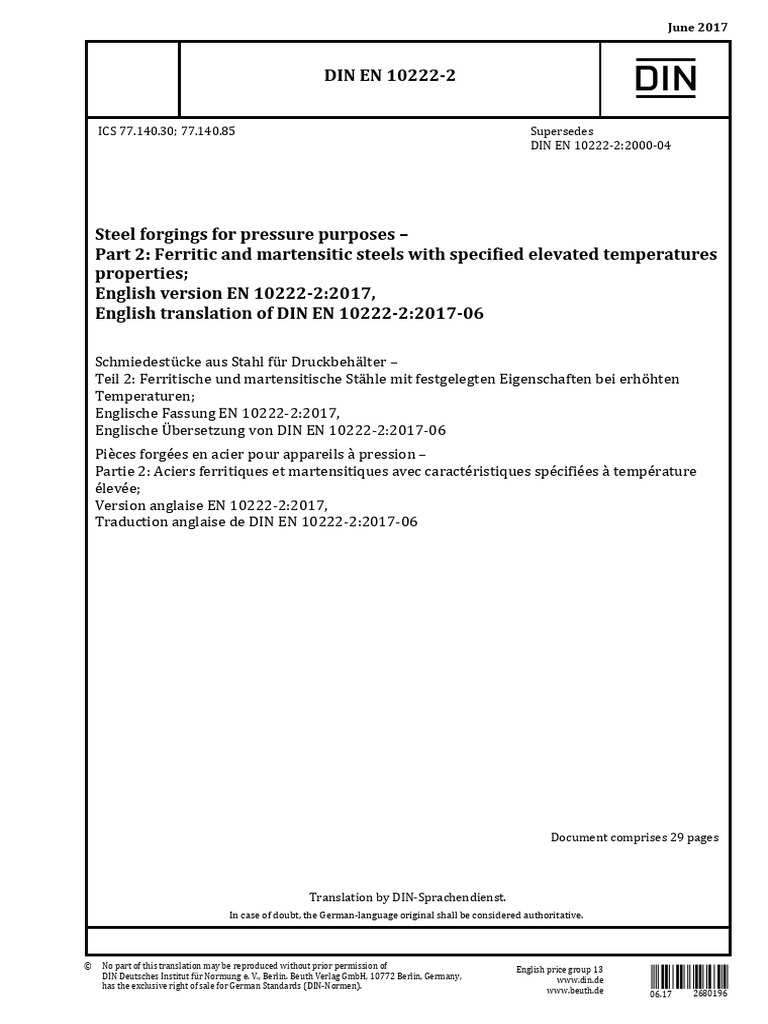 Din en 10222-2 | PDF | Heat Treating | Steel
