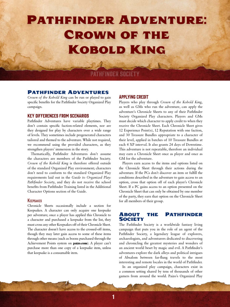 Crown of The Kobold King Sanctioning | PDF | D20 System | Tabletop Games