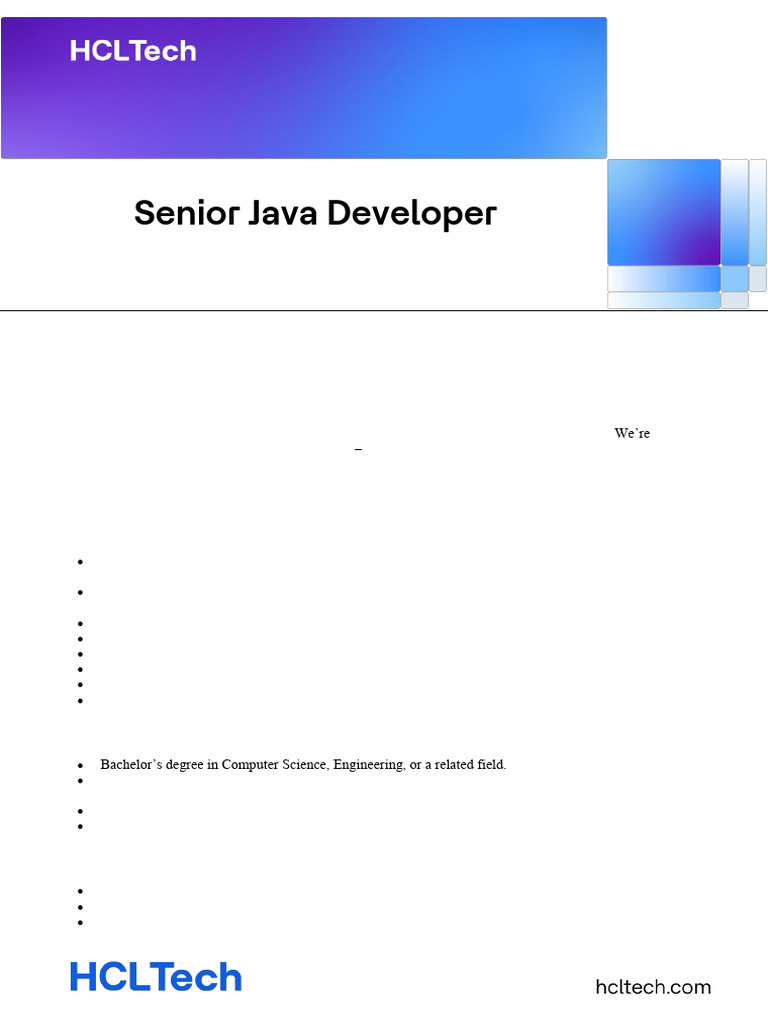Senior Java Developer | PDF | Databases | Salary Senior Java Developer | PDF | Databases | Salary