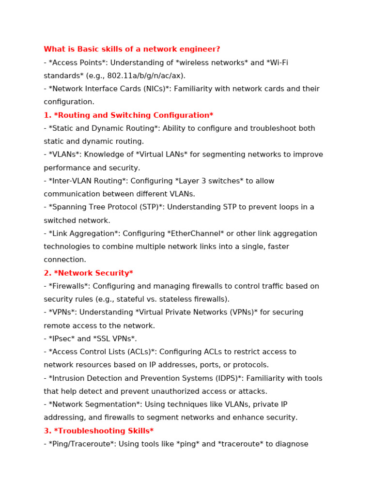 What Is Basic Skills of A Network Engineer | PDF | Computer Network | Wi Fi