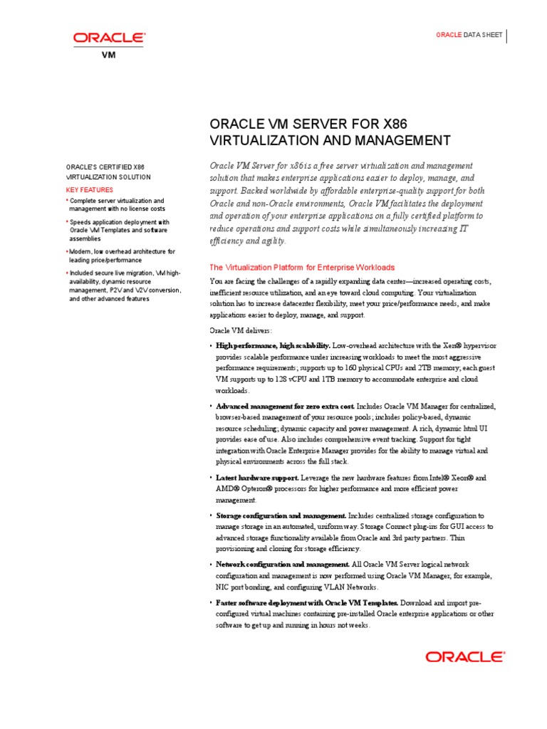 Ovm Server For X86 459312 Virtual Machine Oracle Database