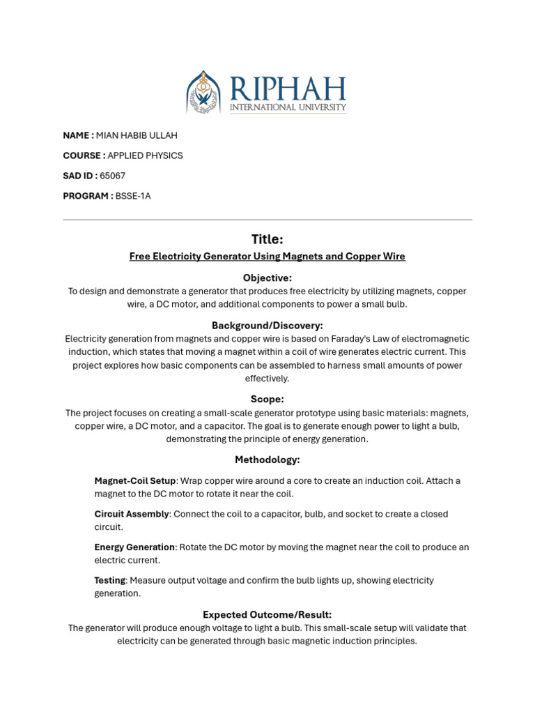 Physics Project Proposal | PDF