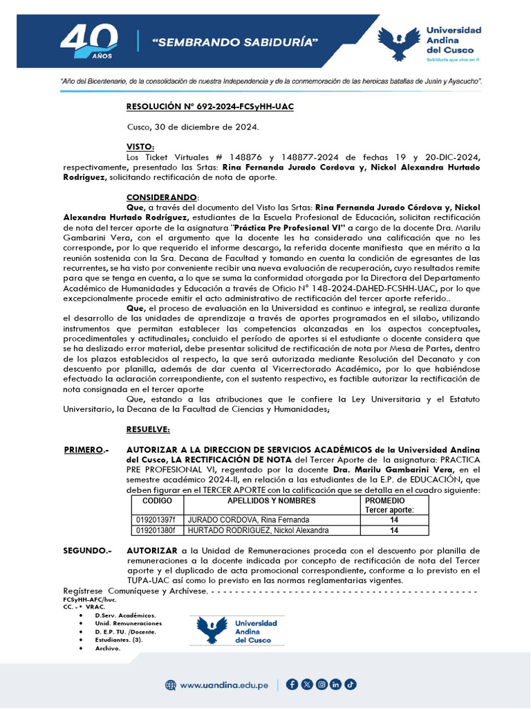 Rectificación de Nota en Práctica VI | PDF | Evaluación
