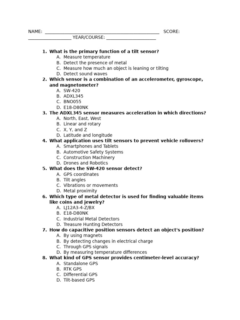 Chapter 6 Quiz by Franz | PDF | Sensor | Metal Detector