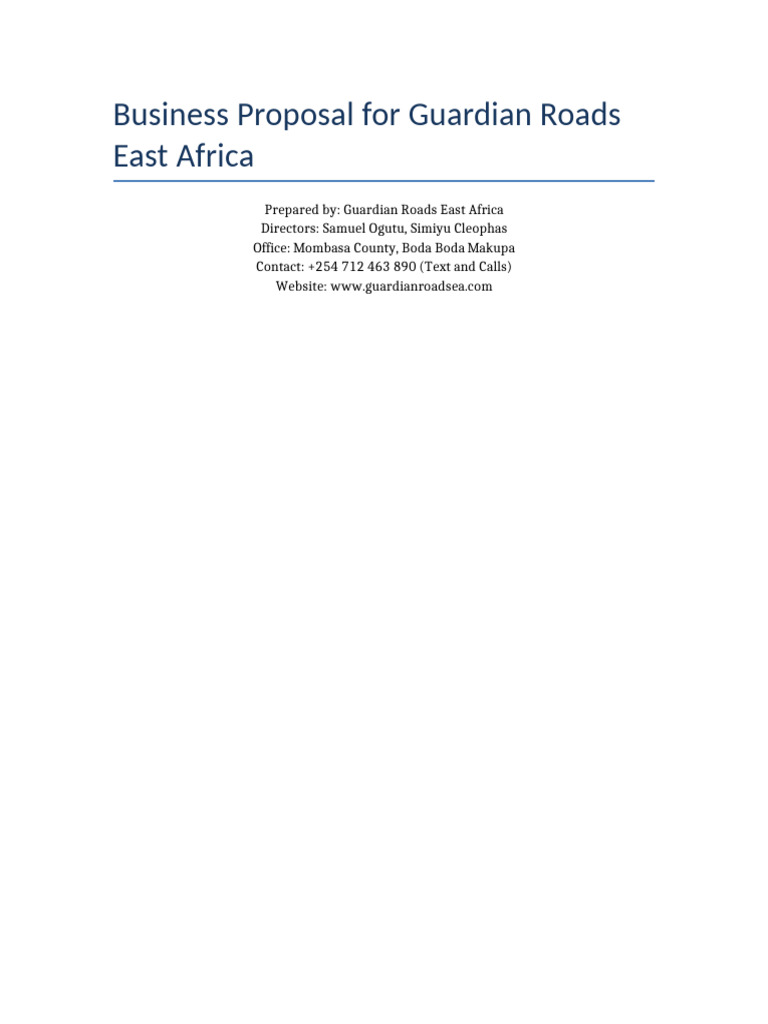 East Africa Road Safety Proposal | PDF