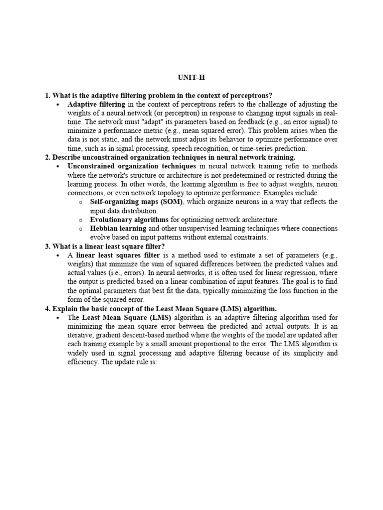 UNIT-II(57-92) | PDF | Artificial Neural Network | Least Squares