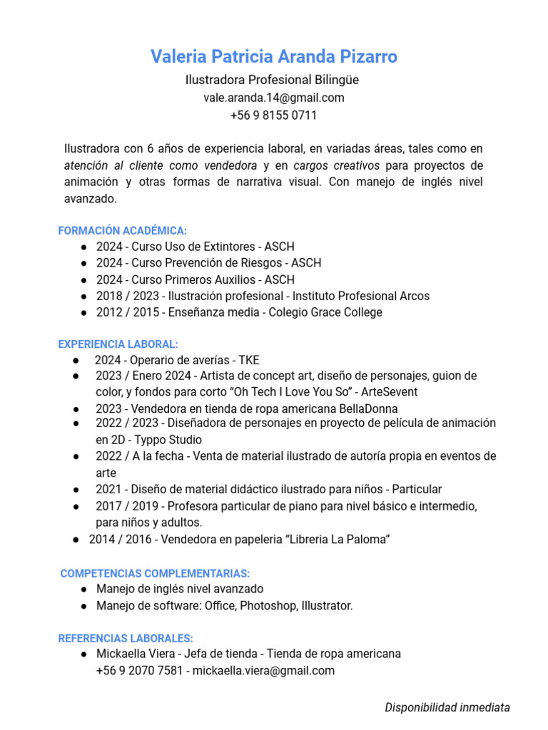 CV Valeria Aranda PDF | PDF