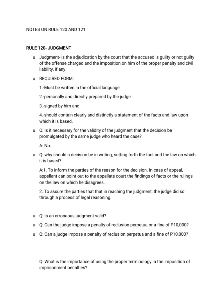 NOTES-ON-RULE-120-AND-121 | PDF | Judgment (Law) | Appeal