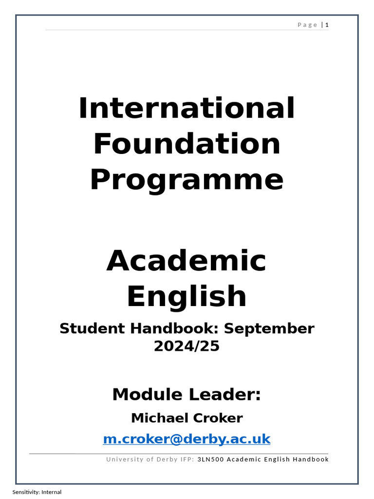 Academic English 3LN500 - Module Handbook 2024-25 | PDF | Educational ...