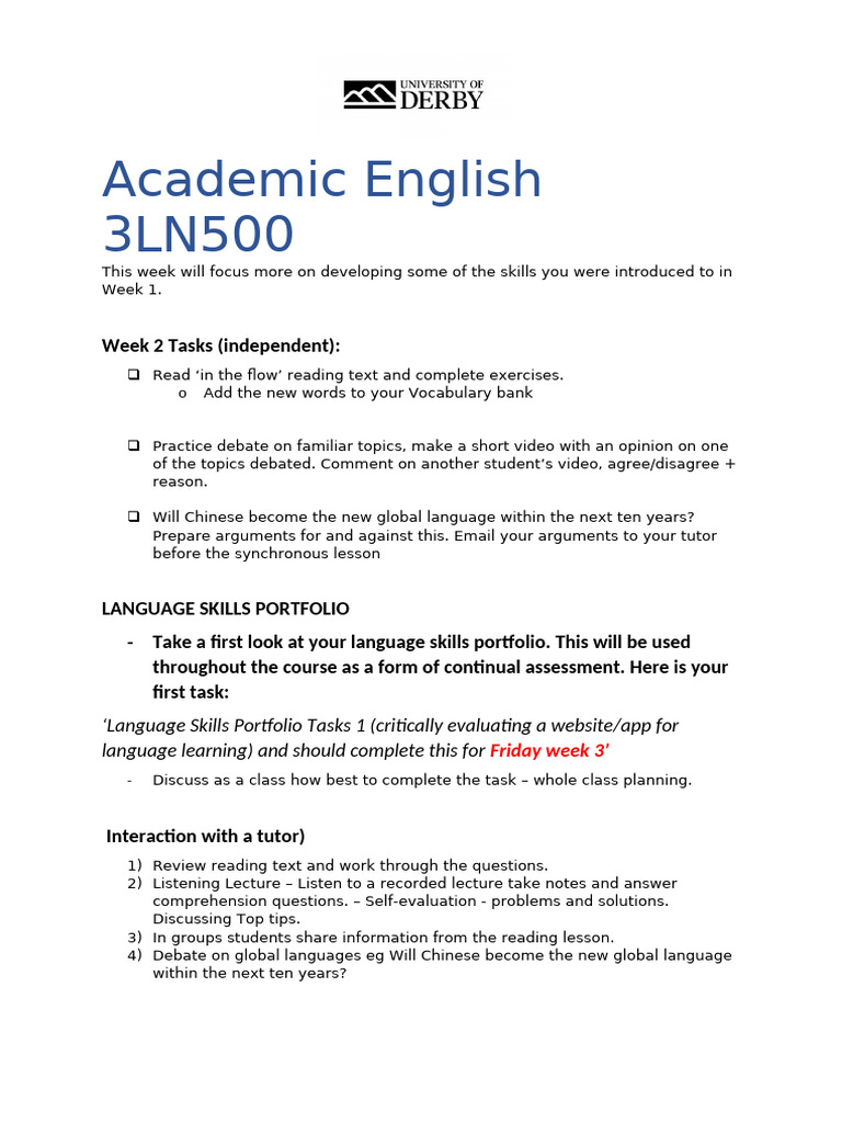 Week 2 Task Sheet | PDF