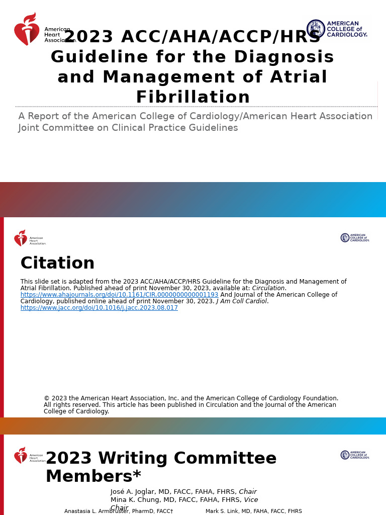 2023 Atrial Fibrillation Guideline Slide Set GL Af | PDF | Blood Pressure | Hypertension
