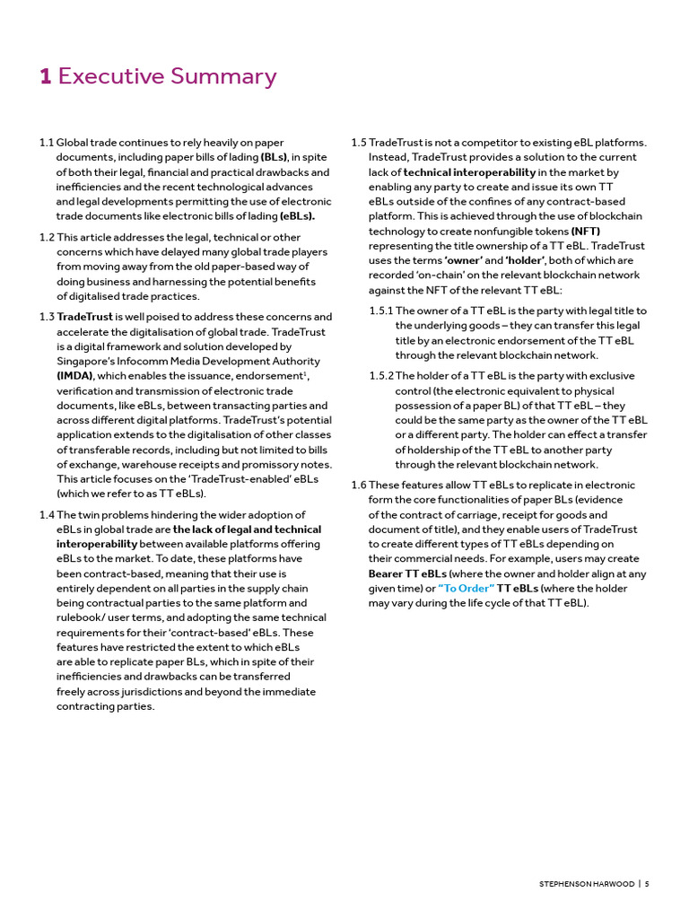Tradetrust Legal Analysis Article | PDF | Interoperability | Bill Of Lading