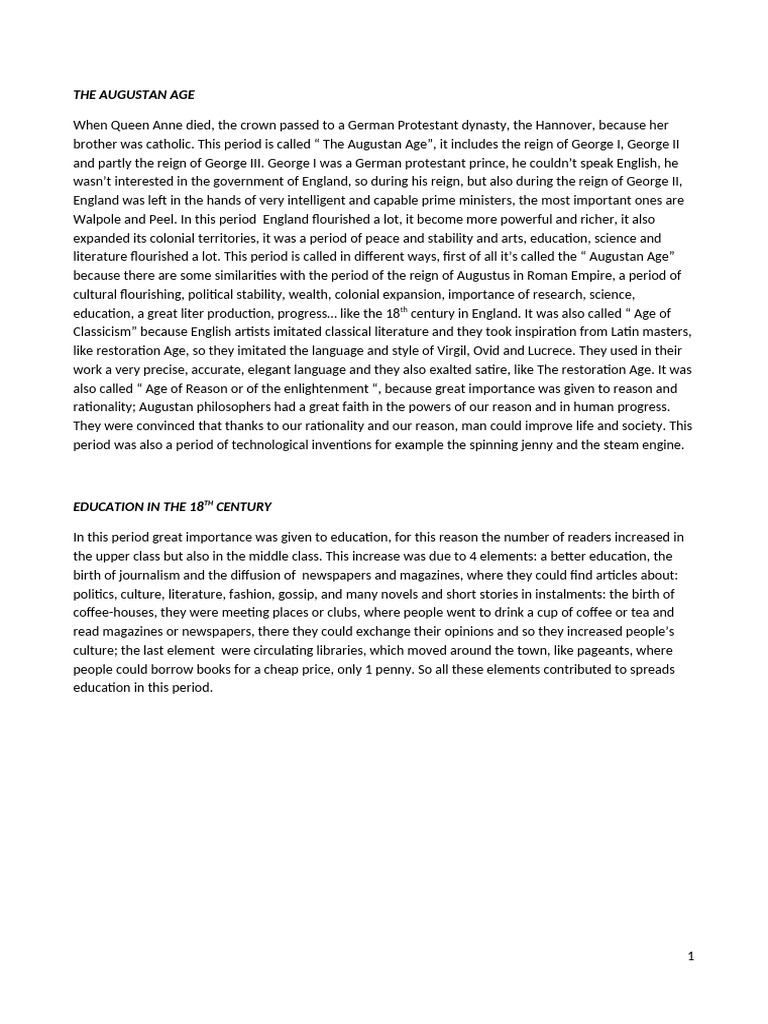 Overview of the Augustan Age Literature | PDF | Novels | Poetry