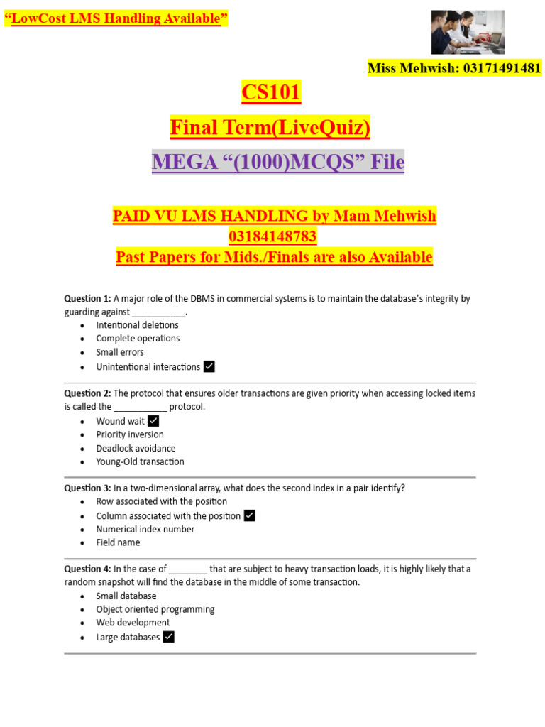 CS101-MCQs-Final | PDF | Control Flow | C++