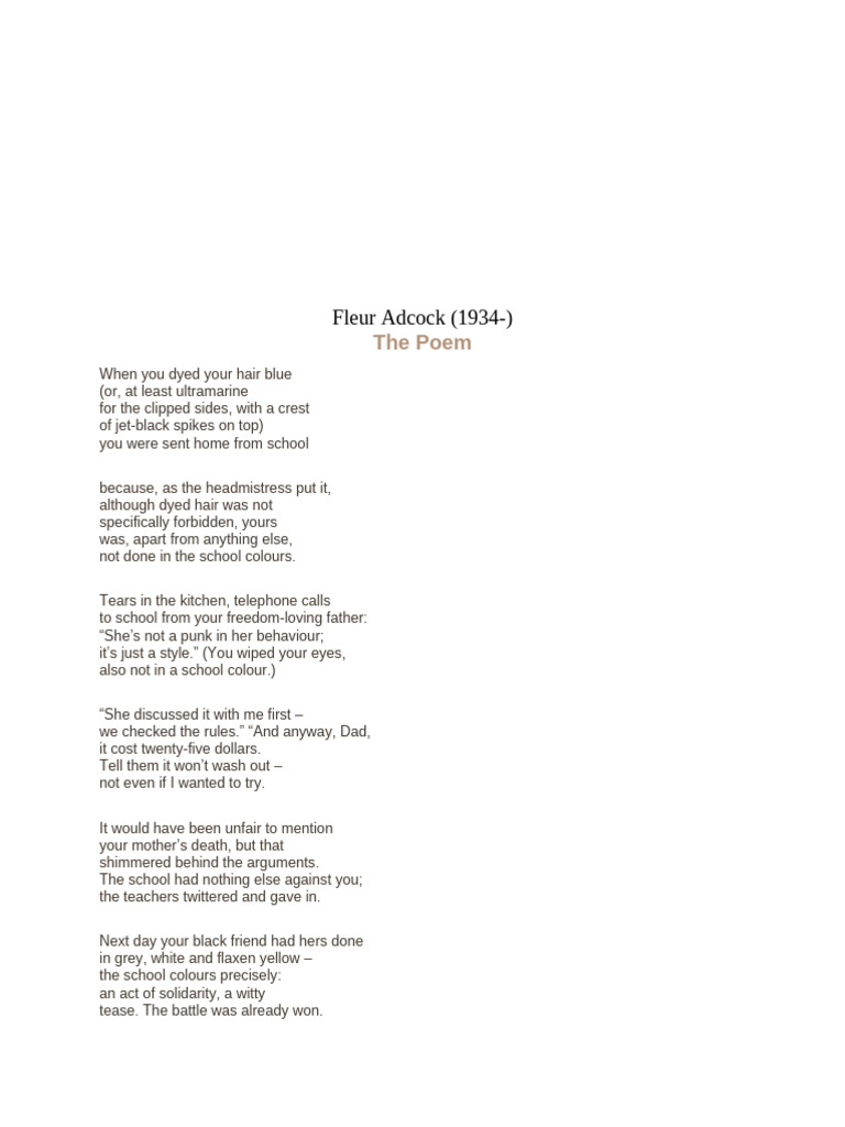 "Heidi's Blue Hair: A Poetic Rebellion" | PDF | Poetry