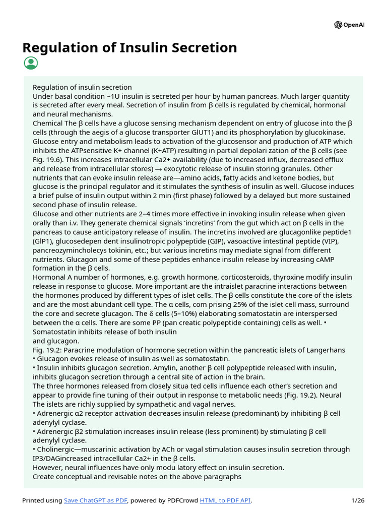 Regulation of Insulin Secretion | PDF | Insulin | Kinase