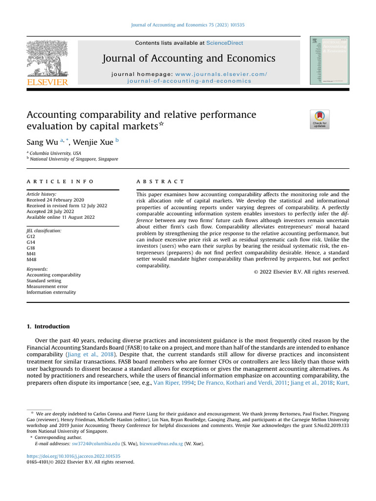 Accounting Comparability and Relative Performance - 2023 - Journal of ...