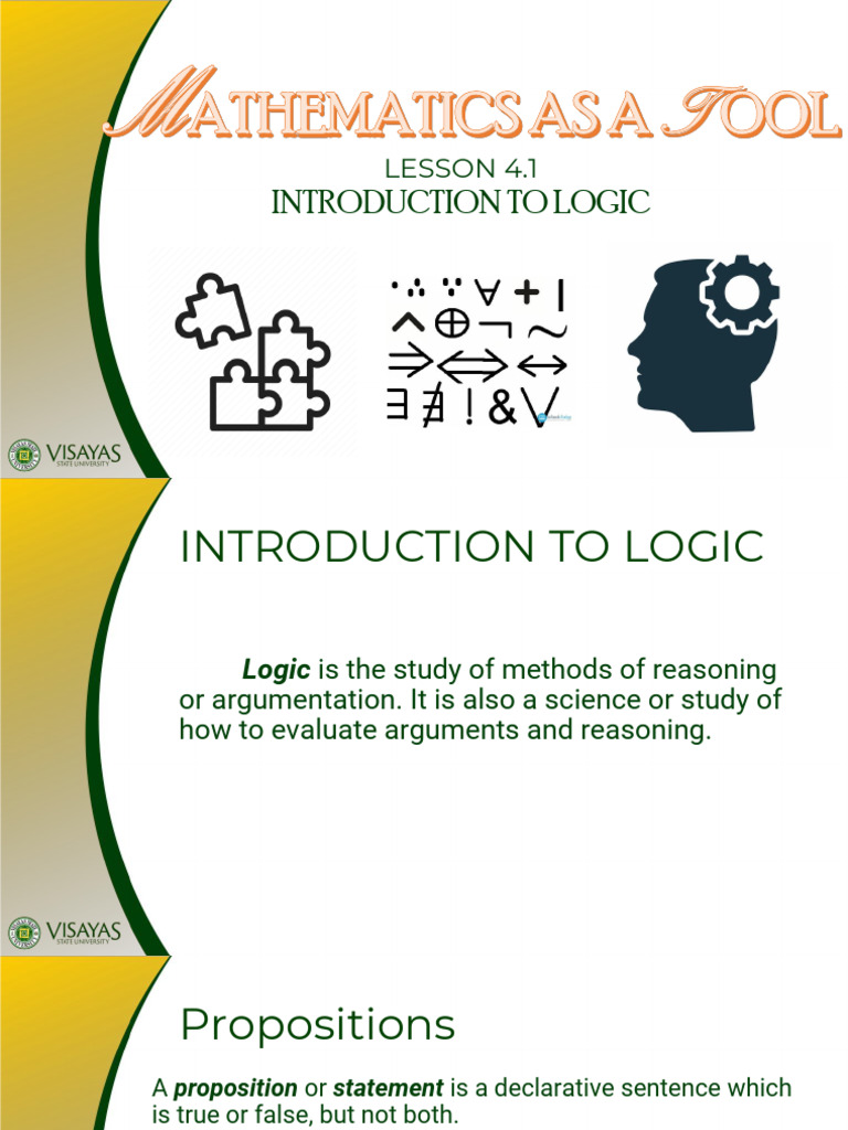 Lesson 41 Introduction To Logic 1 Pdf Logic Syntax Logic