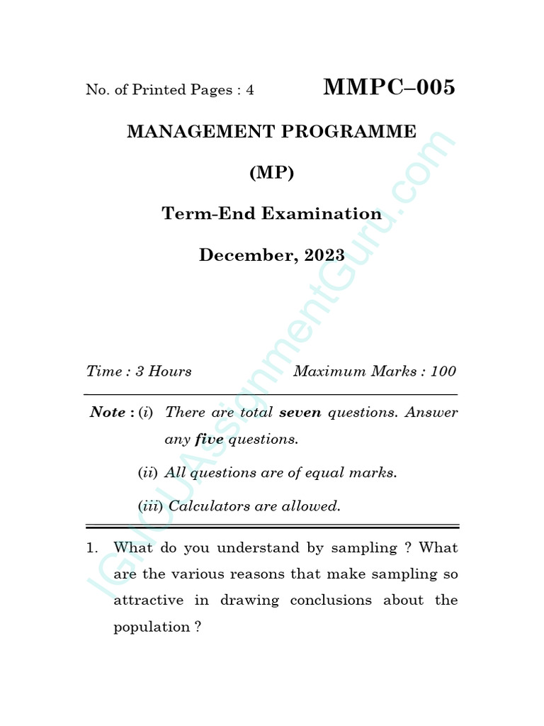 Dec - 2023 MMPC-005 | PDF | Statistics | Regression Analysis