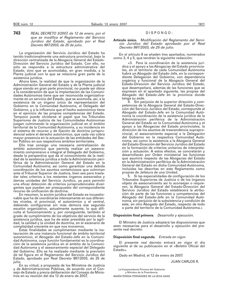1292428199805-2006243 070112 Boe RD Reglamento Servicio Juridico | PDF ...