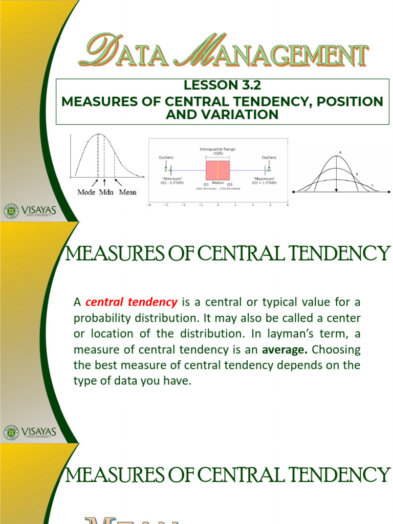 Lesson 3.2 Measures of Central Tendency Position and Variation | PDF | Mode (Statistics ...