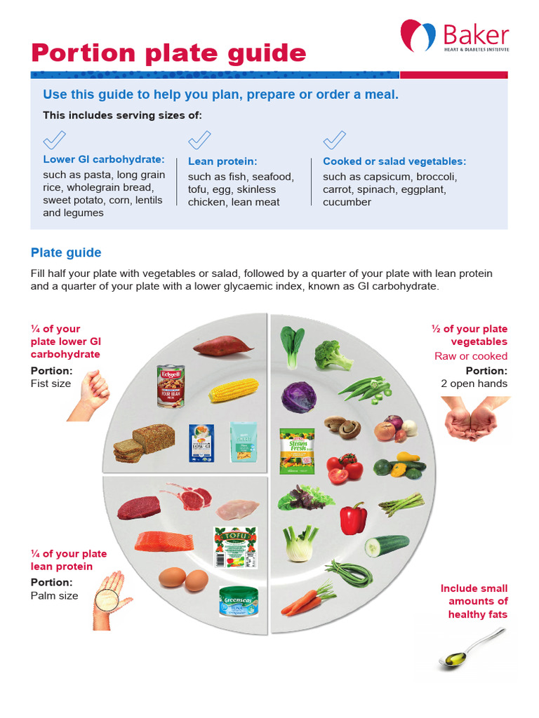 Baker Institute Factsheet Portion Plate Guide | PDF | Salad | Vegetables